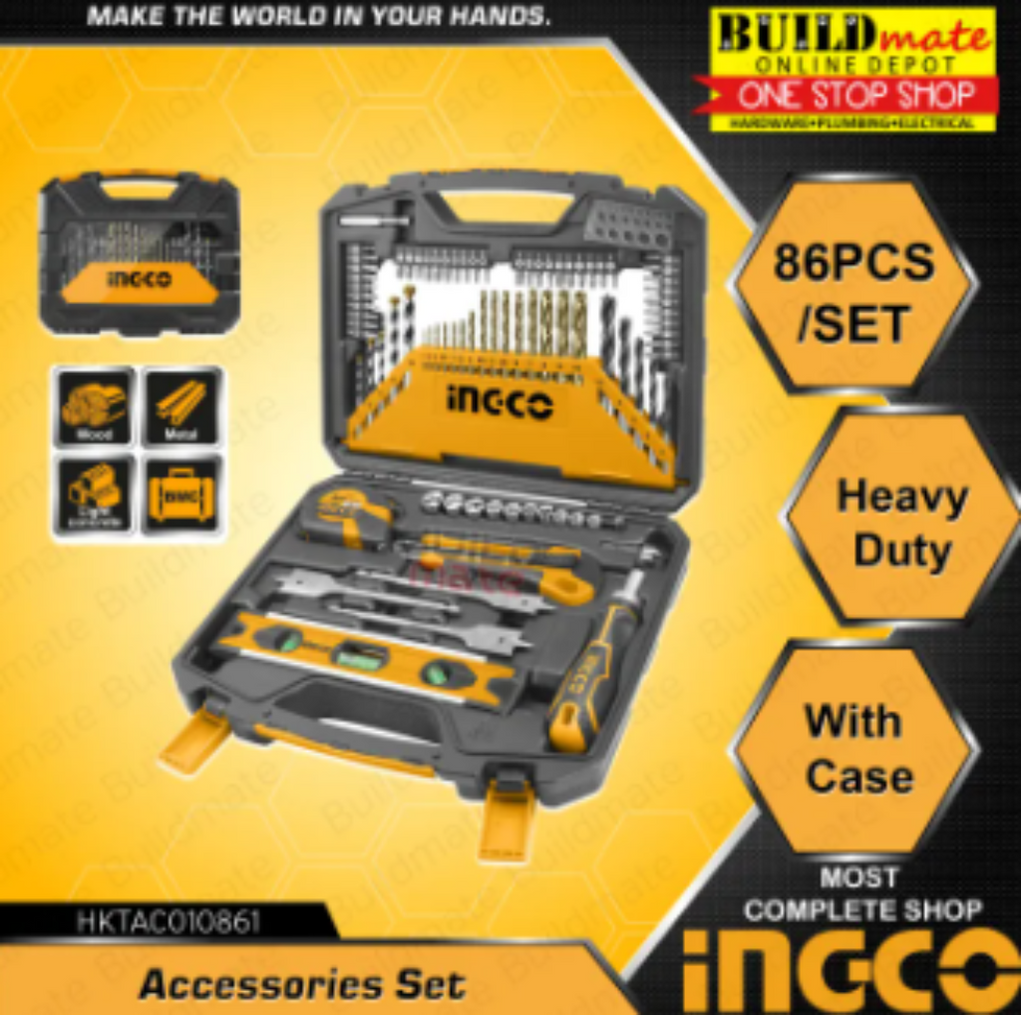 INGCO 86pcs Accessories Set with Case HKTAC010861 +FREE PUTTY TROWEL ...