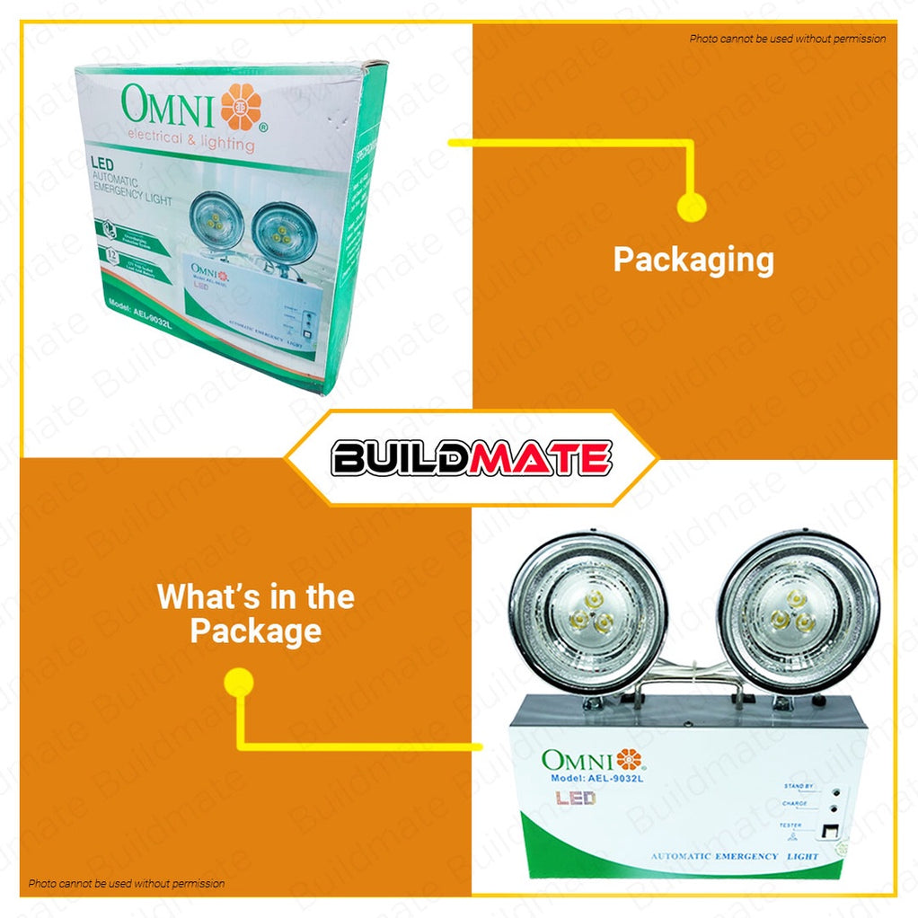 OMNI Automatic Emergency Light 3000K WARM WHITE AEL-9032L •BUILDMATE ...