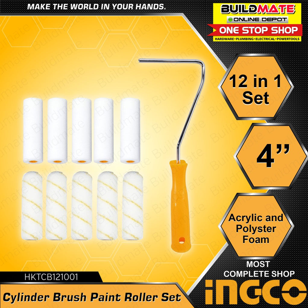 INGCO Cylinder Brush Paint Roller 4" 12in1 SET HKTCB121001 •BUILDMATE ...