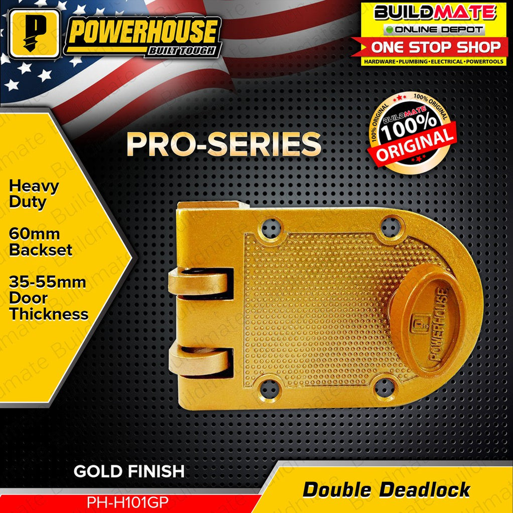 BUILDMATE Powerhouse PRO SERIES Single Rim Deadlock Gold Door Lock Fin ...