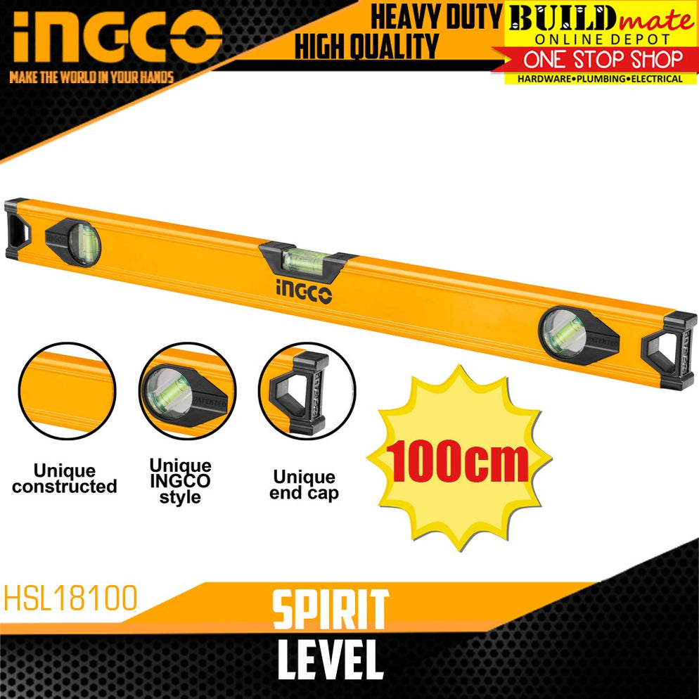 BUILDMATE Ingco 100CM Spirit Level Bar Aluminum Leveling Bubble Levele ...