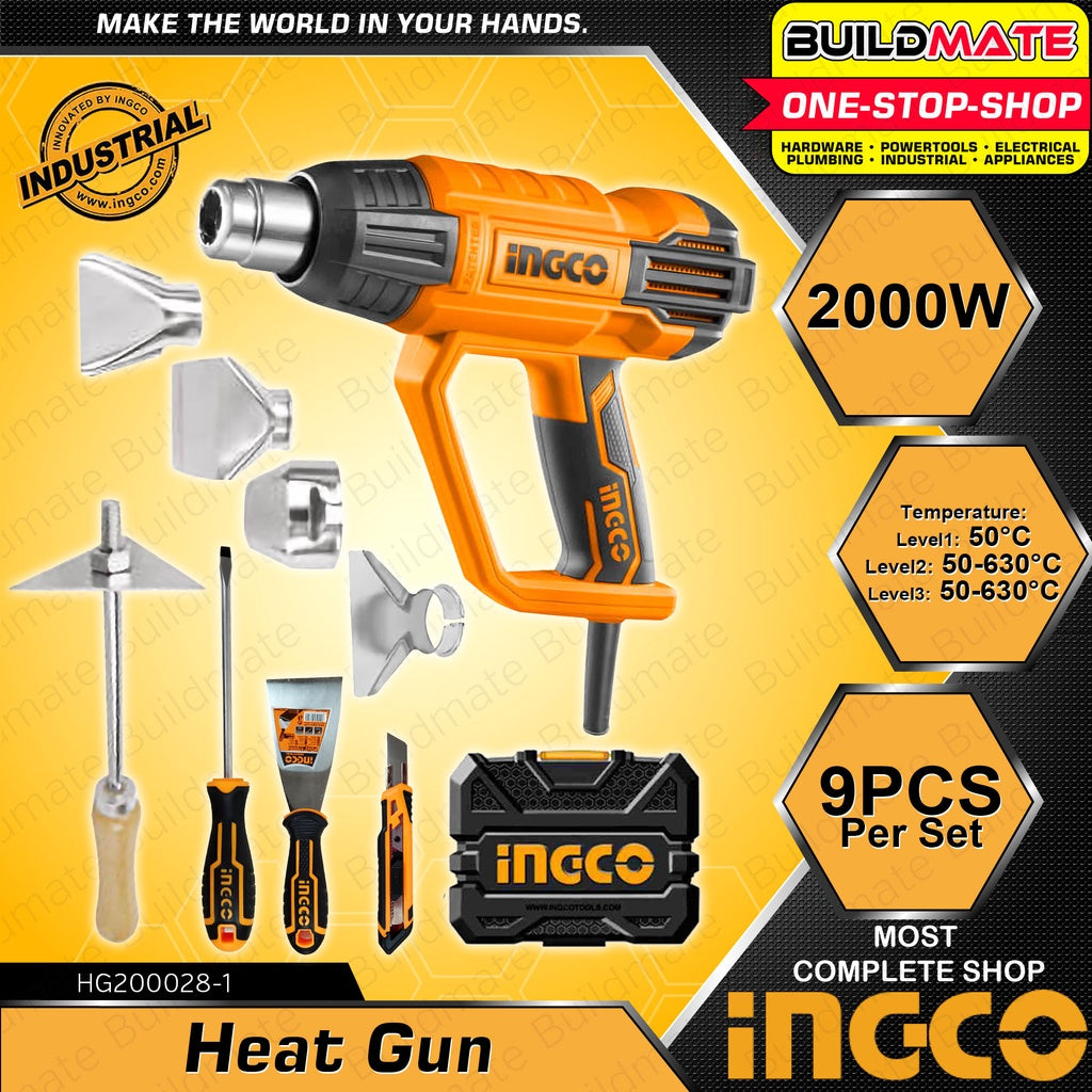 INGCO Hot Air Temperature Heat Gun WITH CASE and Accessories HG200028 ...