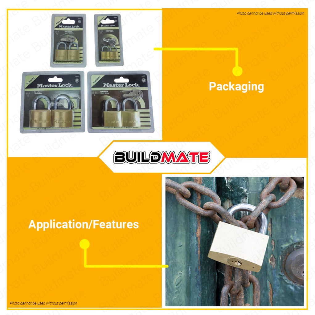 MASTER LOCK USA Economy Brass Padlock SOLD PER SET 100% ORIGINAL / AUT ...