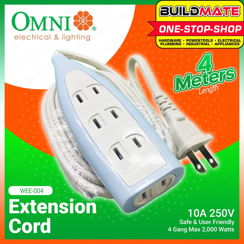 OMNI Electric Extension Cord 4 Gang Power Strip 4m 10A 250V WEE-004 •B ...