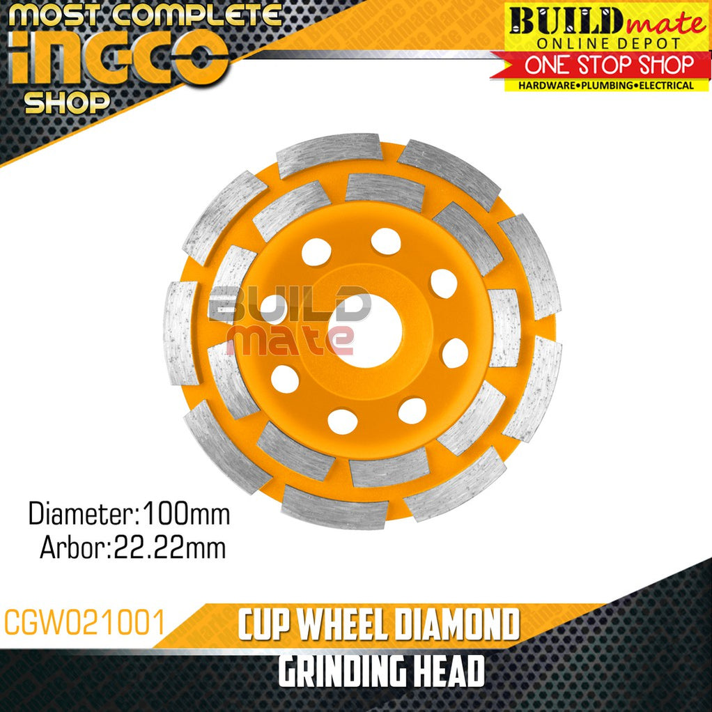 INGCO Cup Wheel Diamond Grinding Head 4" (22.22mm Arbor) Double Row Cu ...