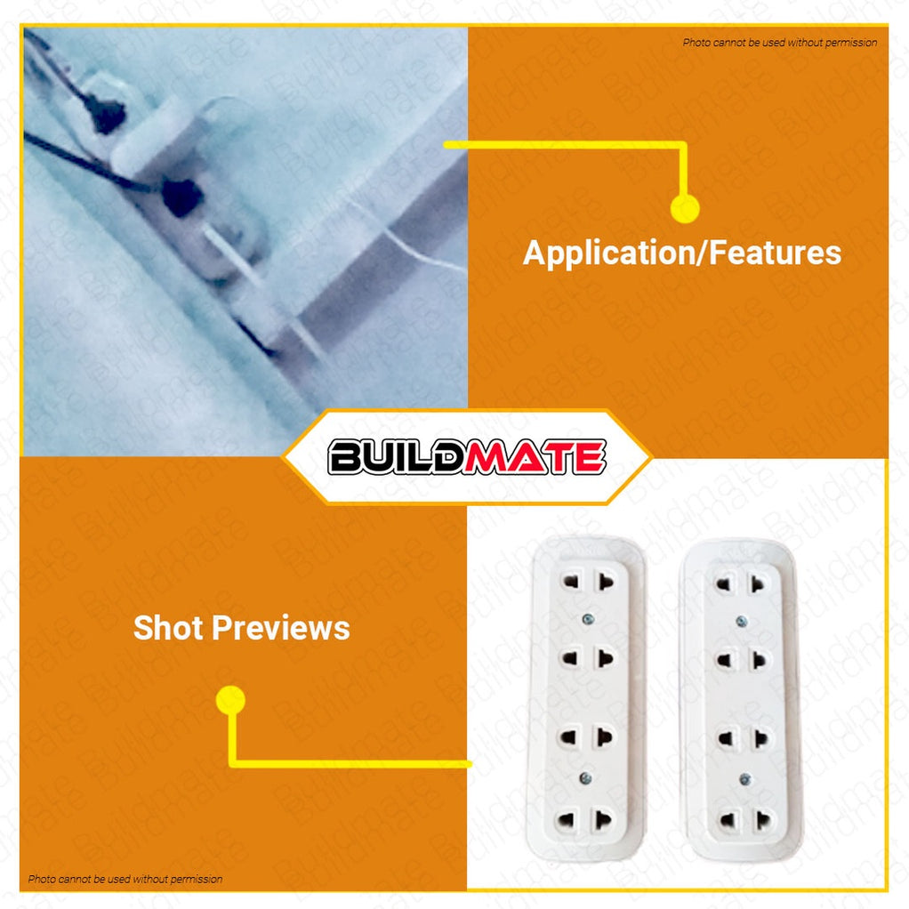 BUILDMATE Omni Surface 4 Gang Convenience Outlet 10A 250V Flat / Round ...