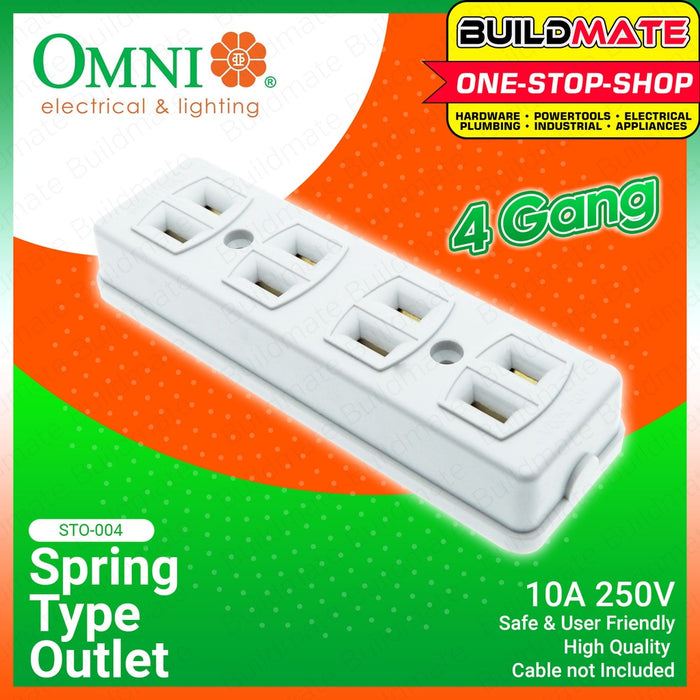 BUILDMATE Omni Spring Type Outlet 4-Gang 10A 250V STO-004 STO004 ...