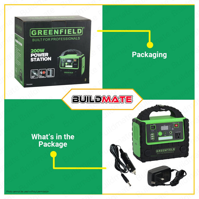 GREENFIELD Portable Power Station Inverter Supply Bank Generator 200W ...