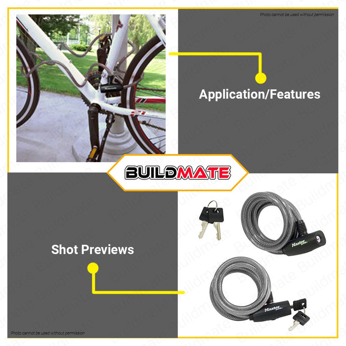 MASTER Anti-Theft Bike Bicycle Lock with Cable 1.8M X 8mm BLACK GRAY B ...