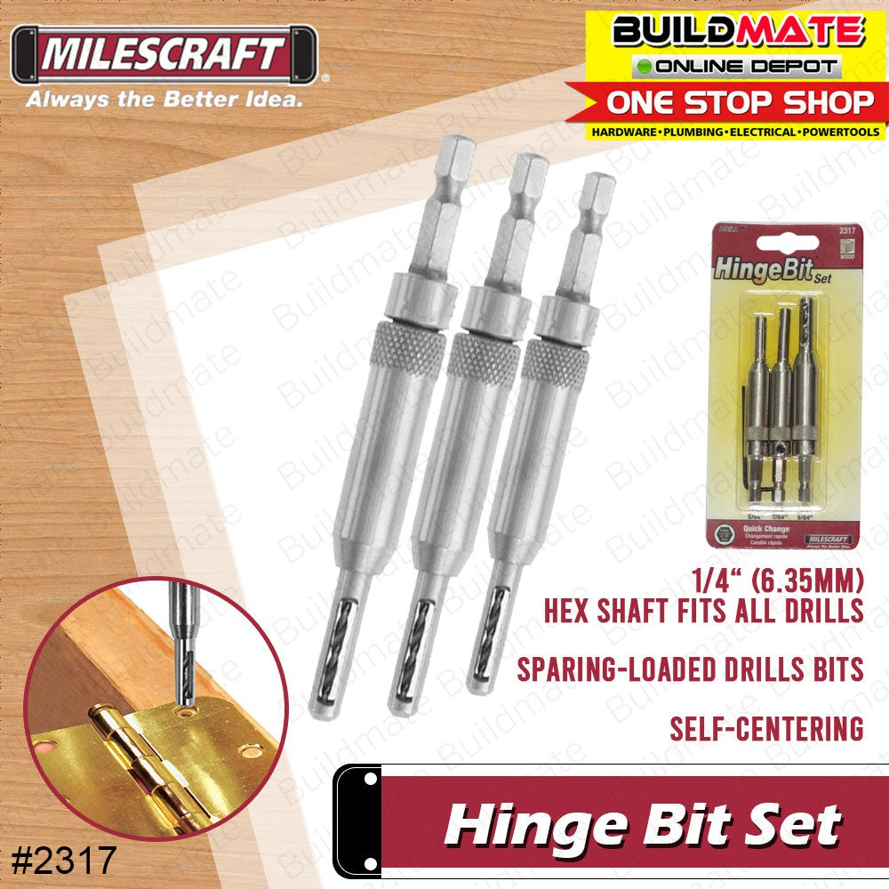 MILESCRAFT Hinge Bit Set #4 #8 #6 #2317 •BUILDMATE• — Buildmate