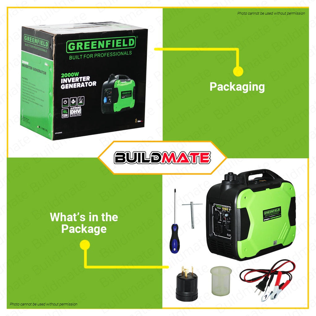 GREENFIELD Inverter Gasoline Generator GENSET 2000W 60HZ SMART RPM GFK ...