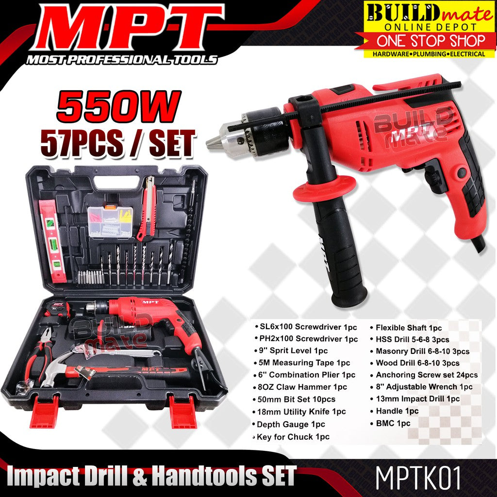 MPT 57PCS Impact Drill 550W and Hand Tools SET MPTKT01 Most Profession ...
