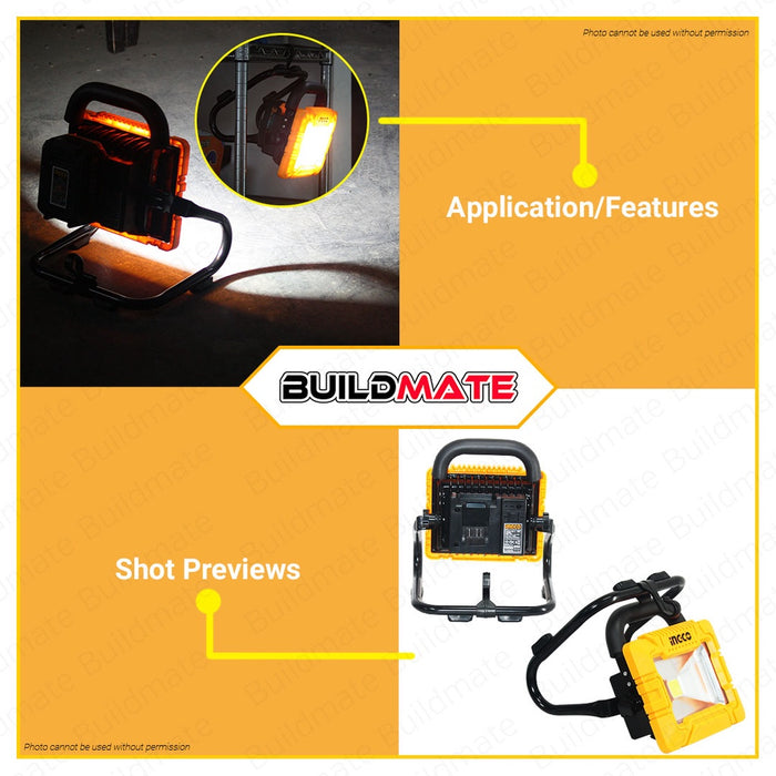 INGCO Cordless Lithium Ion Safety Rechargeable Work Lamp LED Light 20V ...