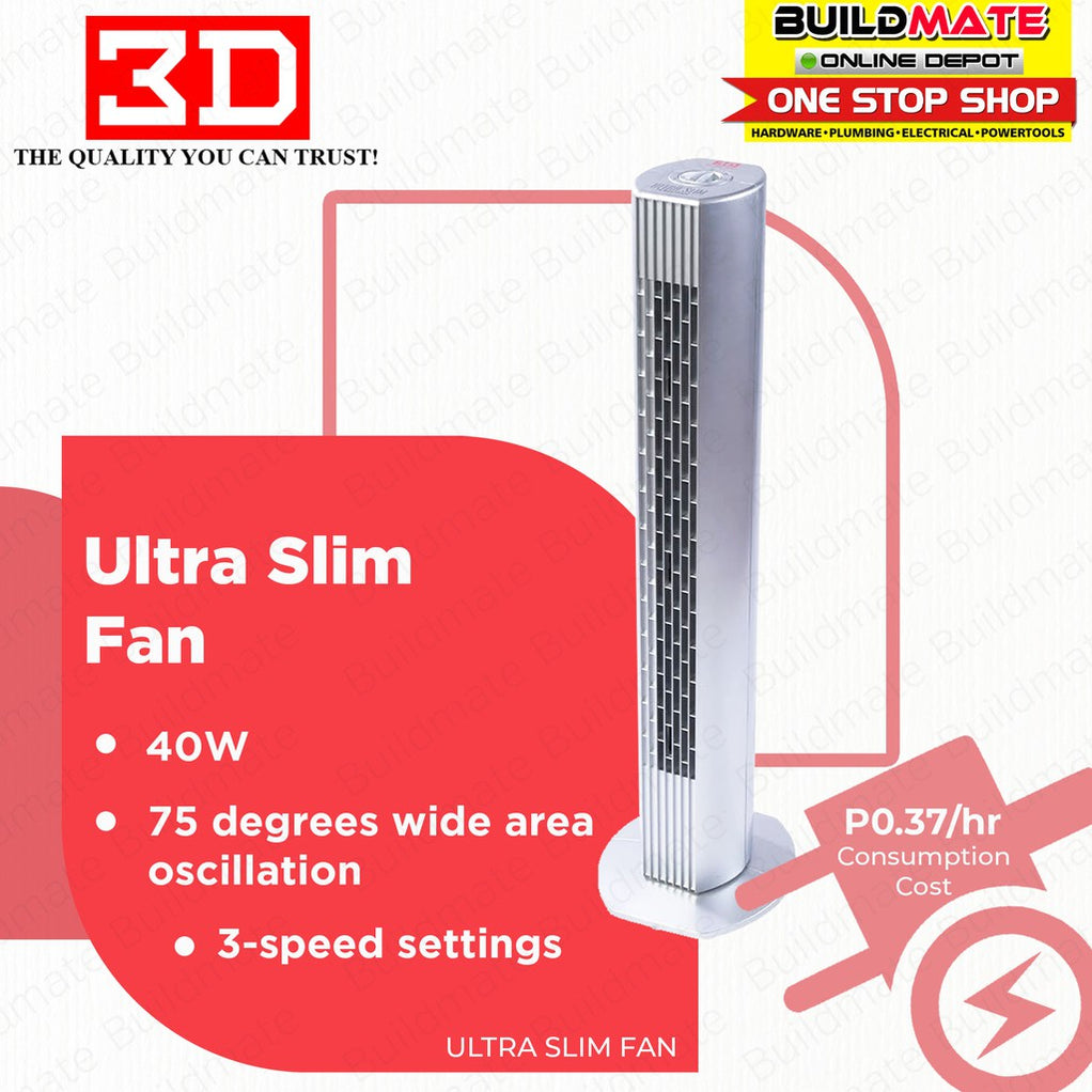 3D Ultra Slim Tower Fan 40W •BUILDMATE• — Buildmate