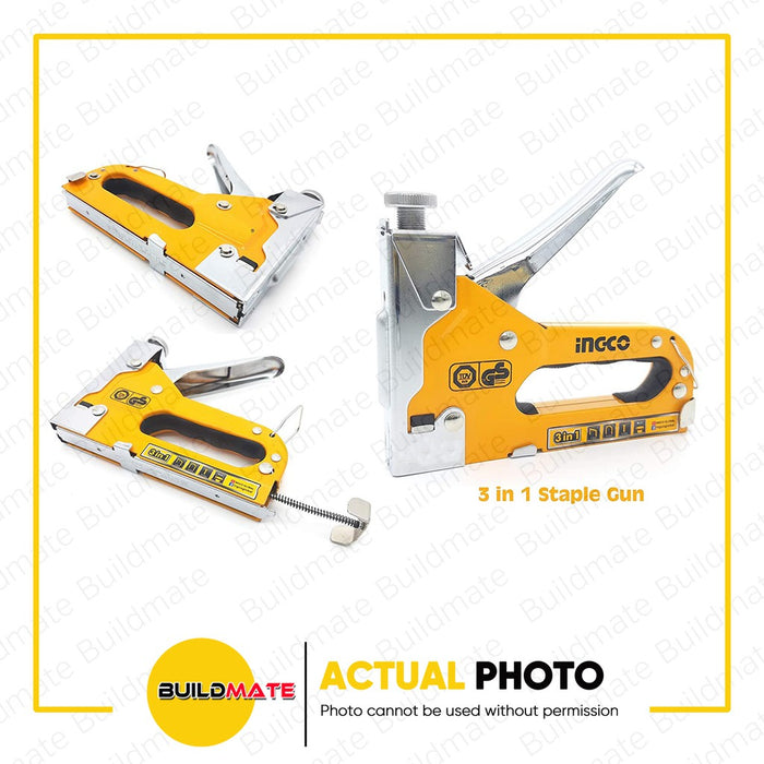 INGCO Staple Gun 3 in 1 Staplers Stapler Gun Tacker Tucker Brad Nail G ...