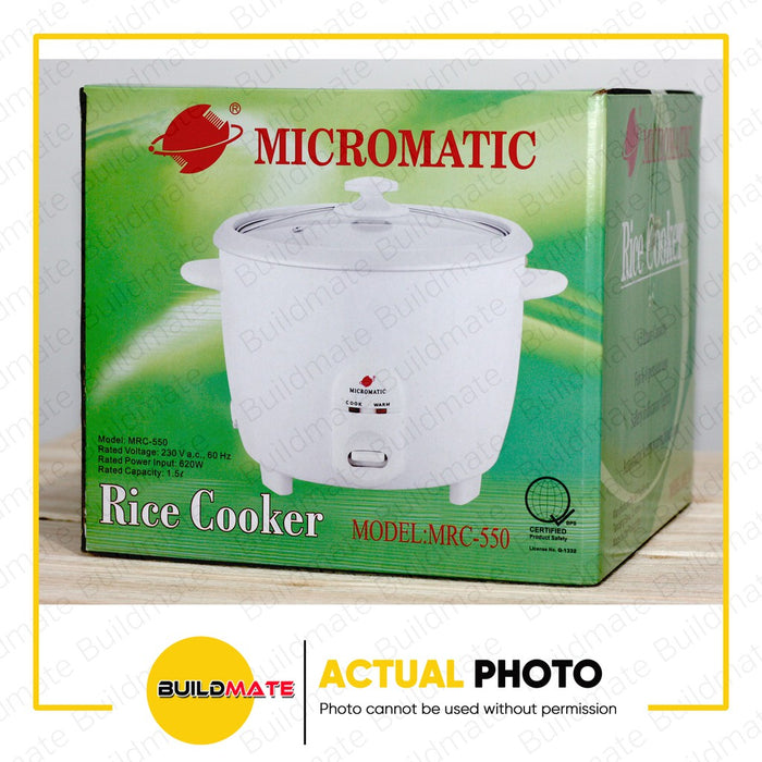 MICROMATIC Rice Cooker White Body 1.5L 8 CUPS MRC-550 •BUILDMATE ...