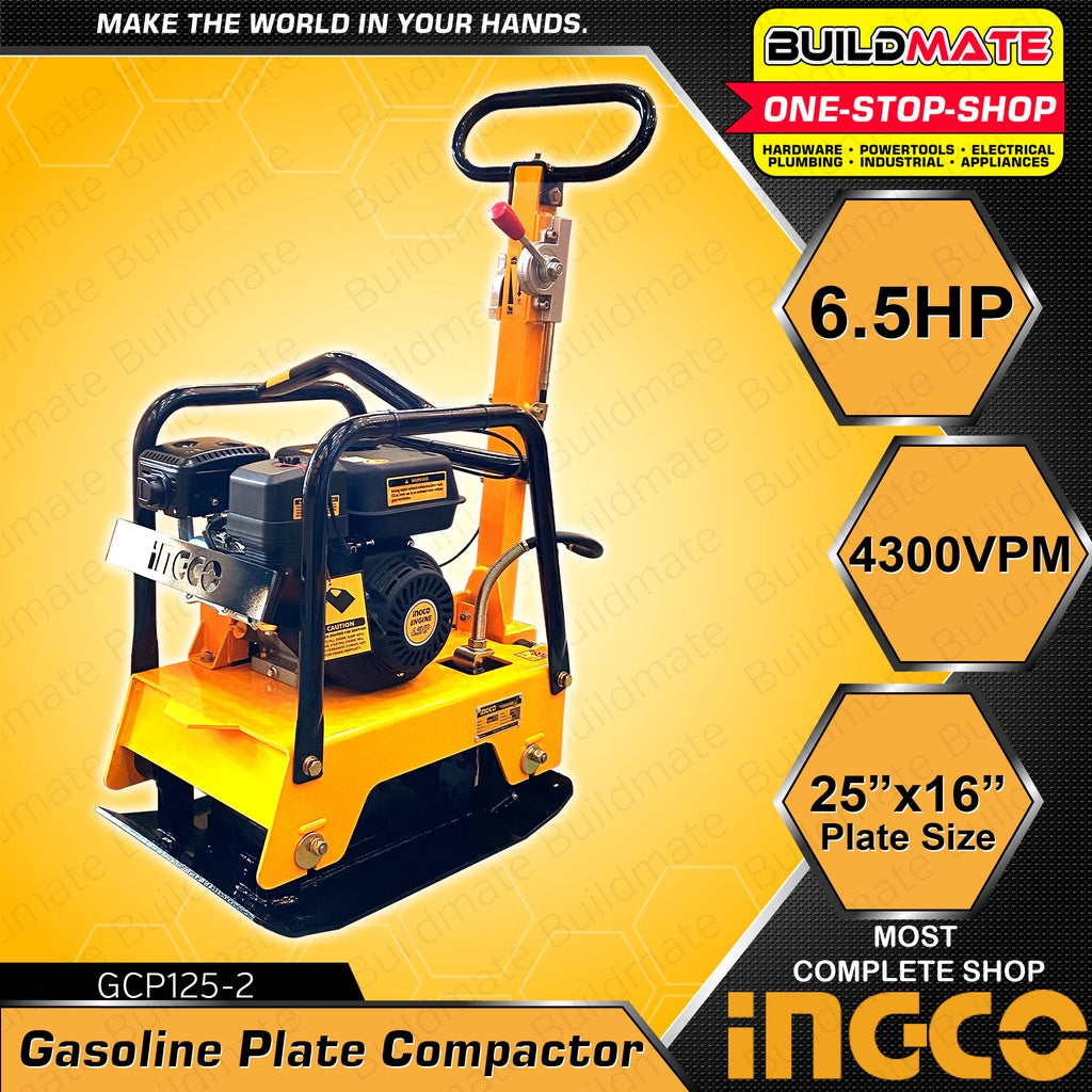INGCO Gasoline Reversible Plate Compactor 4.8kW 6.5HP 127KG GCP125-2 ...