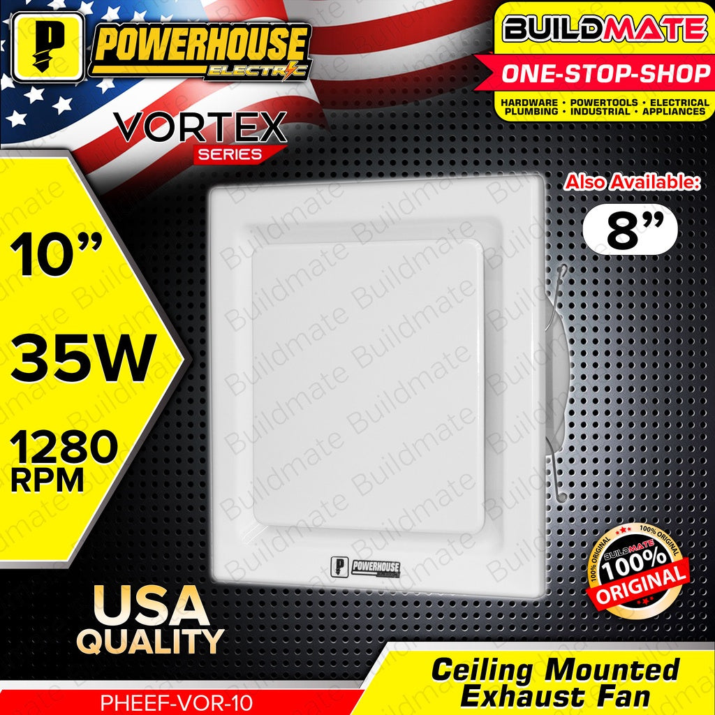 POWERHOUSE Electric Exhaust Fan Ceiling Mounted Vortex Series 8" Inch ...