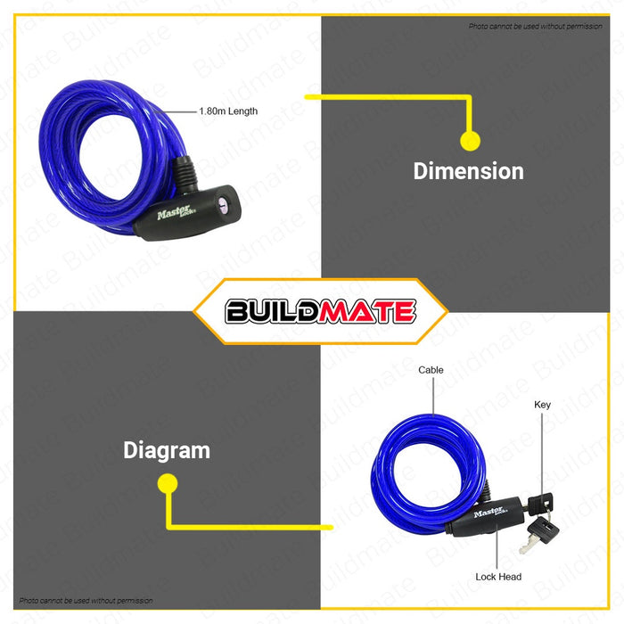 MASTER Anti-Theft Bike Bicycle Lock with Cable 1.8M X 8mm BLACK GRAY B ...