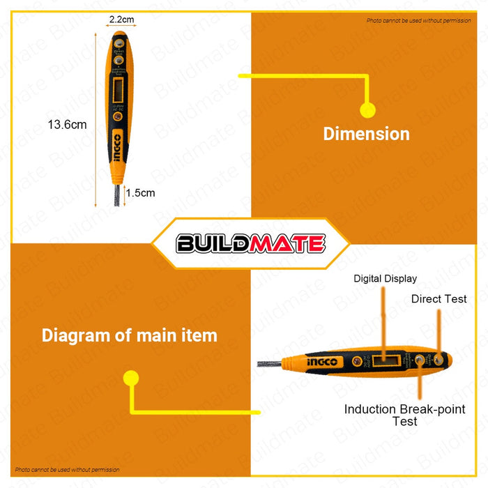 INGCO ORIGINAL Digital DC and AC Tester Pencil HSDT2201 •BUILDMATE• HT ...