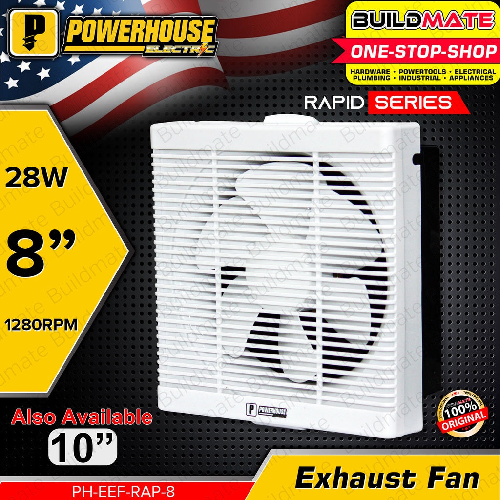 POWERHOUSE Electric Exhaust Fan Wall Mounted Veloce Series 8" Inch & 1 ...