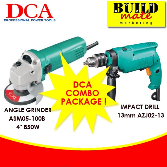 DCA COMBO ANGLE GRINDER & IMPACT DRILL ASM05-100B / AZJ02-13 — Buildmate