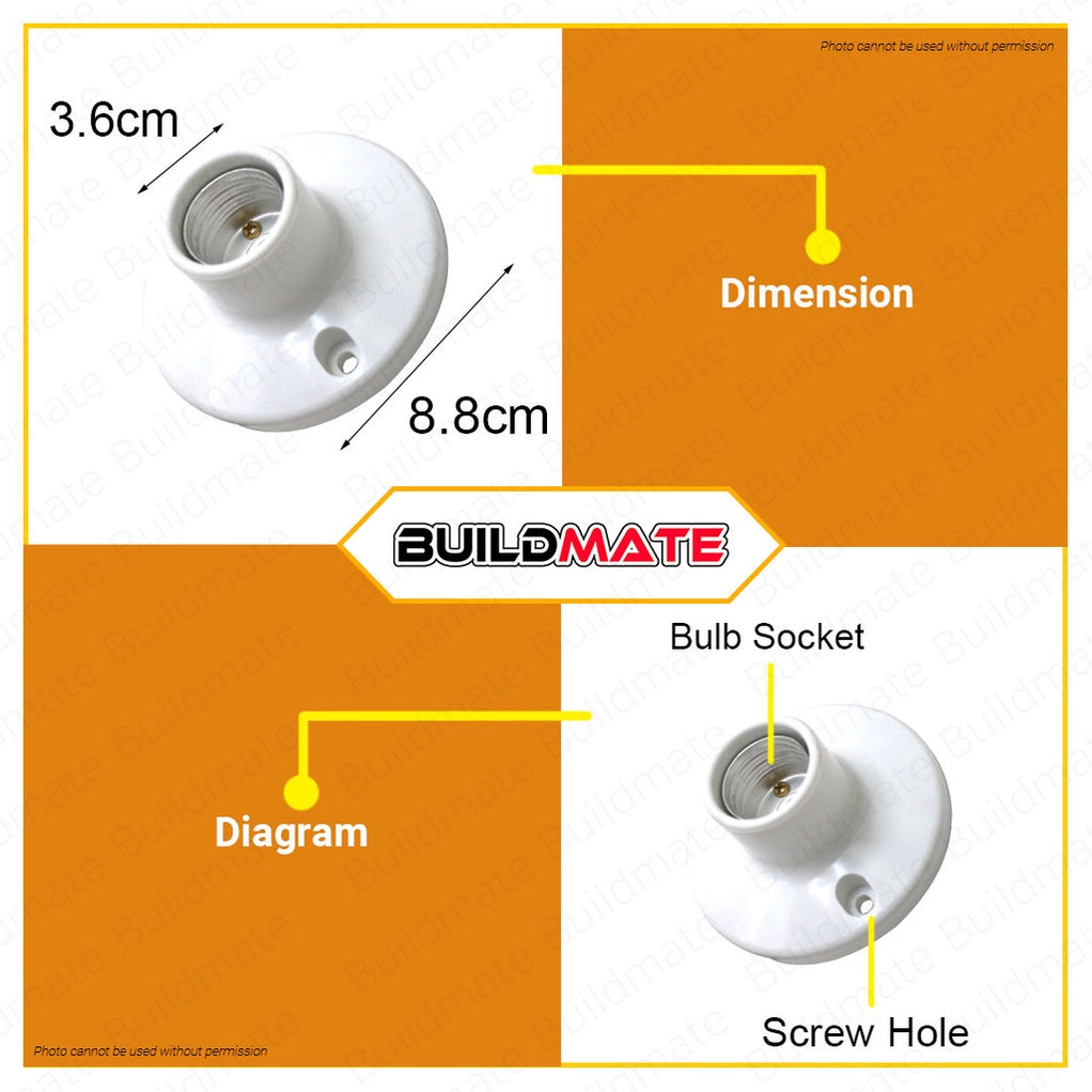 OMNI E27 Ceiling Receptacle 3 1/2" diameter w/ Screw •BUILDMATE ...