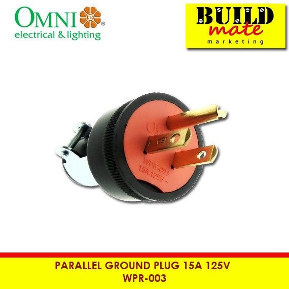 OMNI Parallel Ground Rubber Plug Heavy Duty 15A 125V WPR-003 •BUILDMAT ...