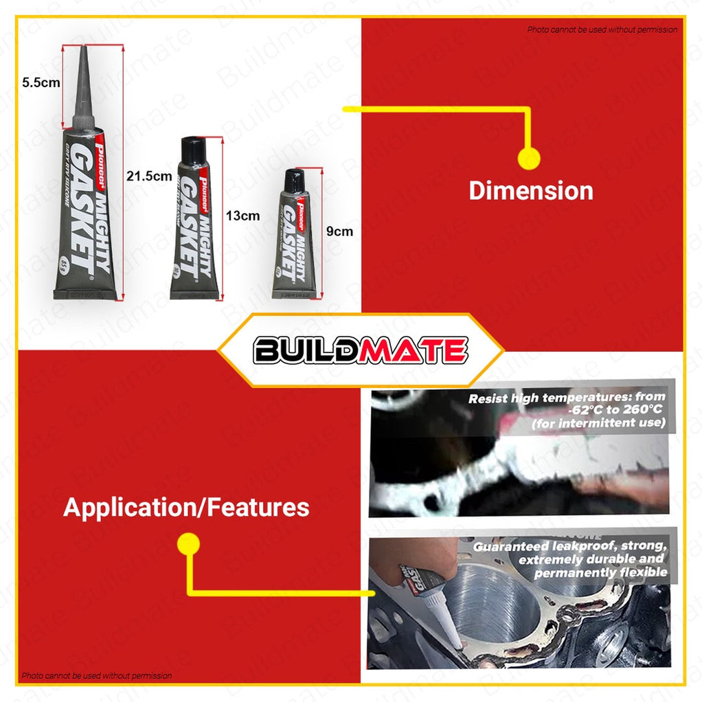 PIONEER Mighty Gasket Black | Grey | Red RTV Silicone 15g | 30g | 85g ...