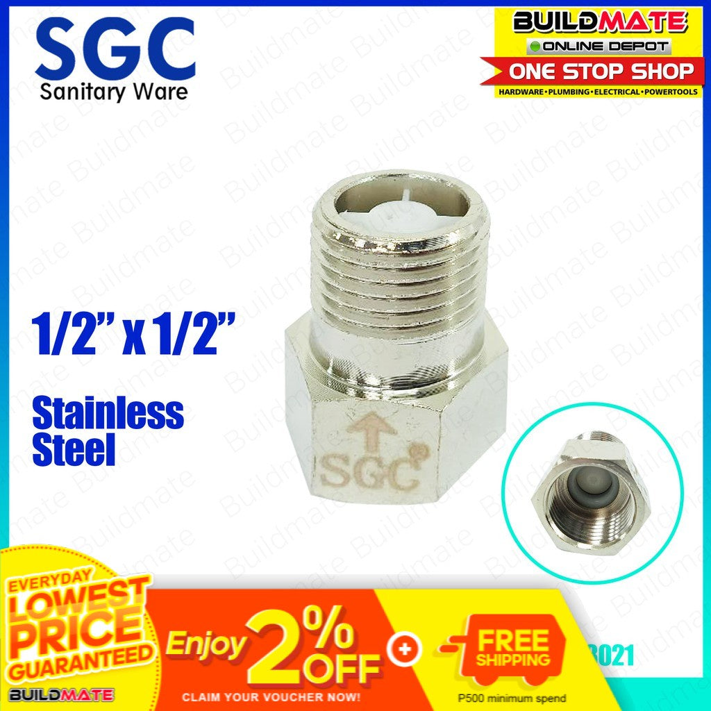 S.G.C. One Way Check Valve Stainless Steel 1/2" x 1/2" 8021 •BUILDMATE ...