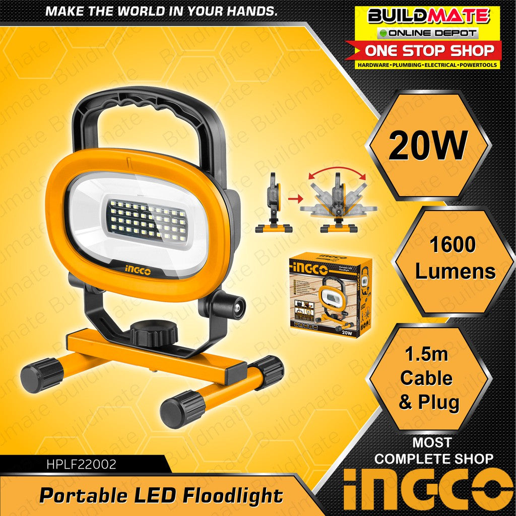 INGCO Portable LED Floodlight 20W HPLF22002 •BUILDMATE• IHT — Buildmate