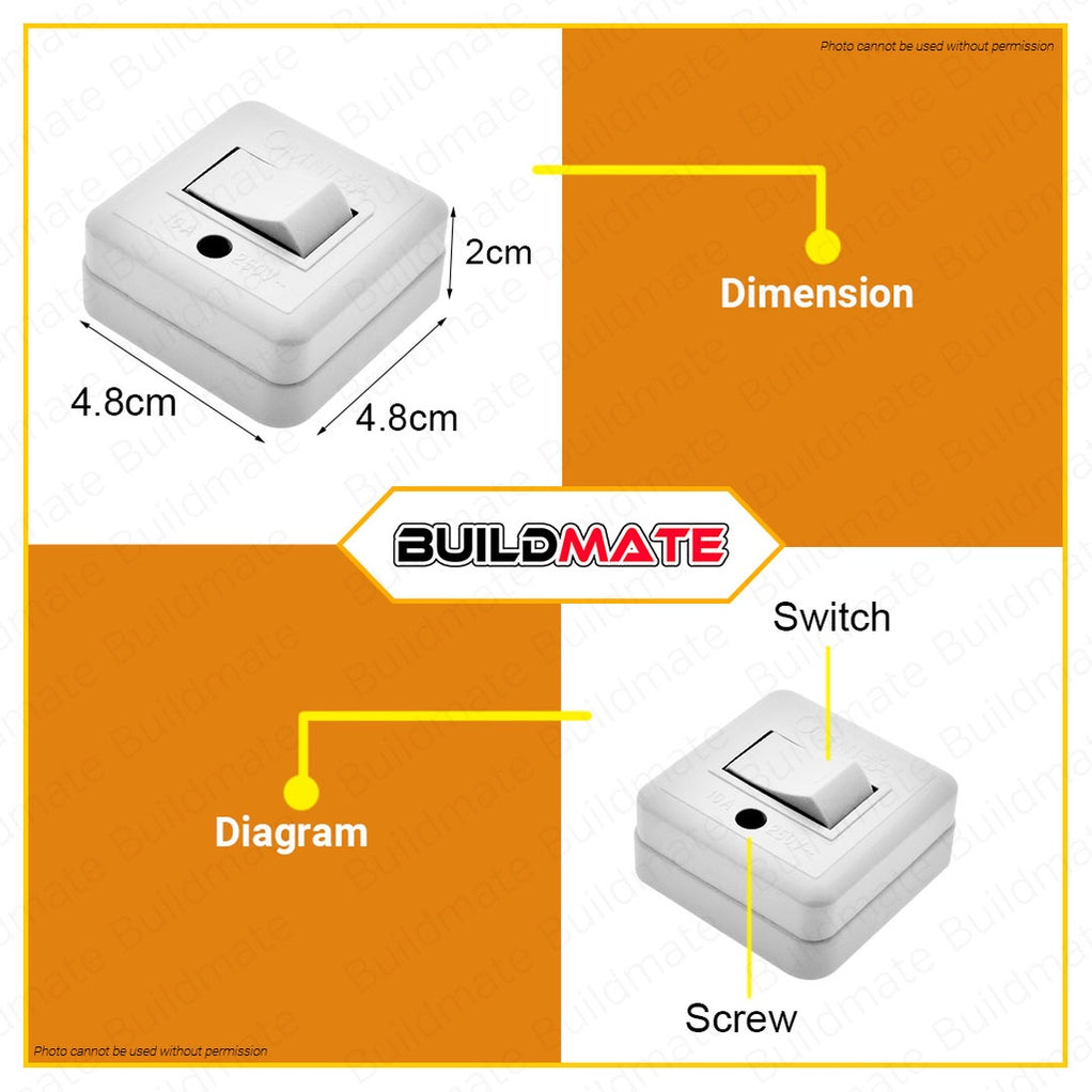 BUILDMATE Omni Surface Mounted Convenience Switch 10A 250V Surface Mou ...