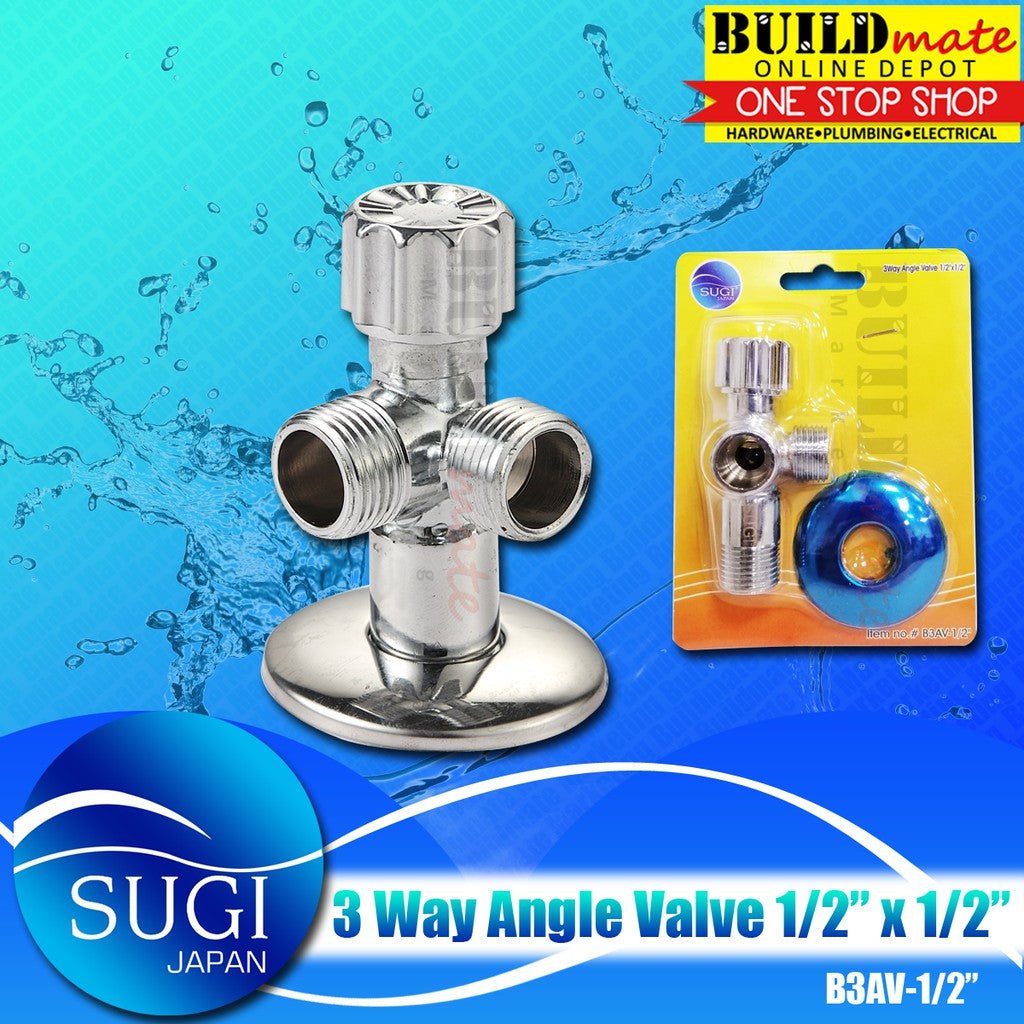 SUGI JAPAN 3 Way Angle Valve 1/2" x 1/2" B3AV-1/2" •BUILDMATE• — Buildmate