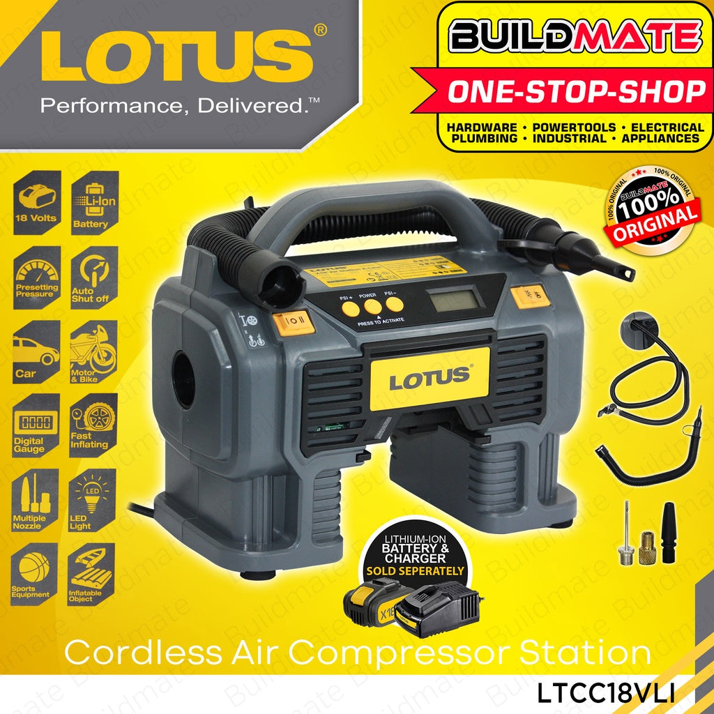 LOTUS X-LINE Cordless Air Compressor Station 18V LTCC18VLI •BUILDMATE ...