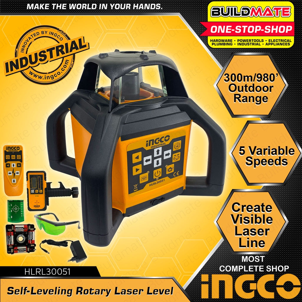 INGCO Self Levelling Line Rotary Laser Level GREEN Laser Beams HLRL300 ...