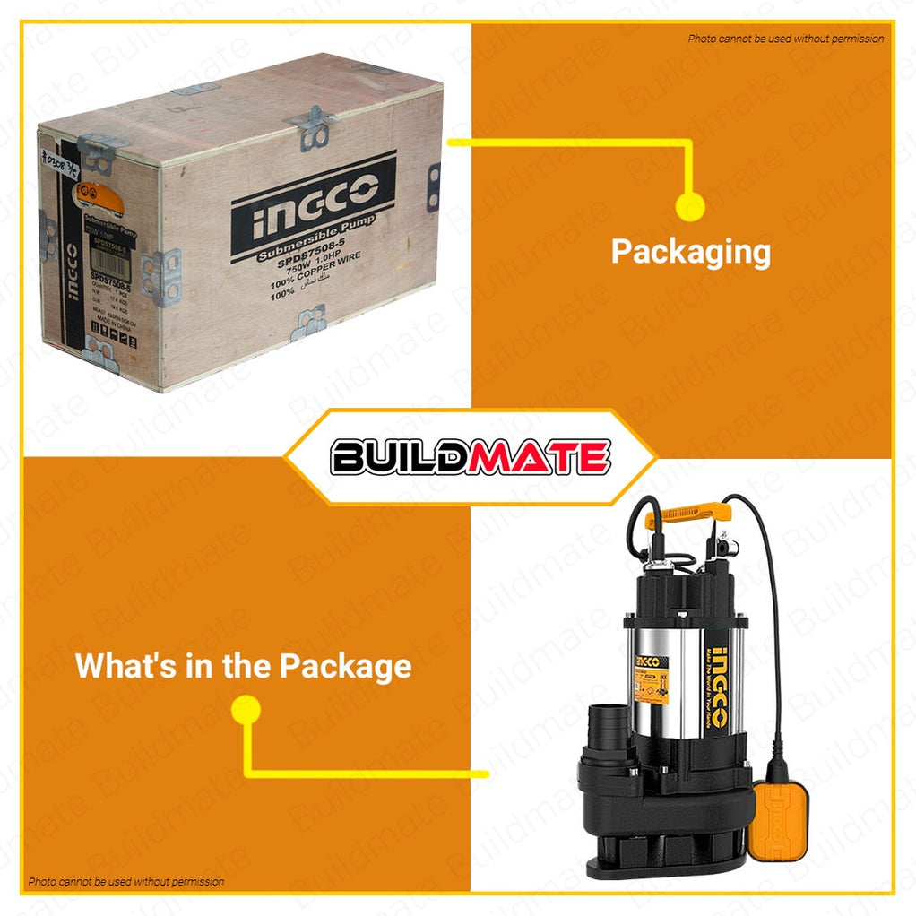 INGCO Submersible Pump 750W (1.0HP) Sewage Submersible Water Transfer ...