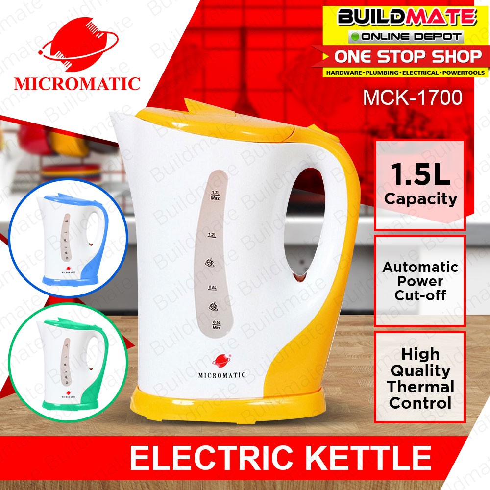 MICROMATIC Electric Cordless Plastic Kettle 1.5L MCK-1700 ( BLUE, GREE ...