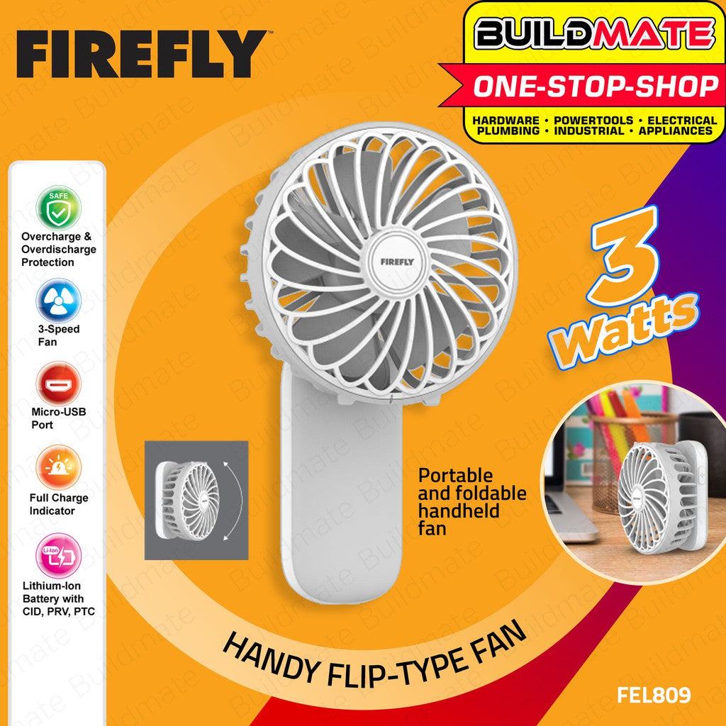 BUILDMATE Firefly 180° Handy Flip Type Fan 3W with Multifunction Recha ...
