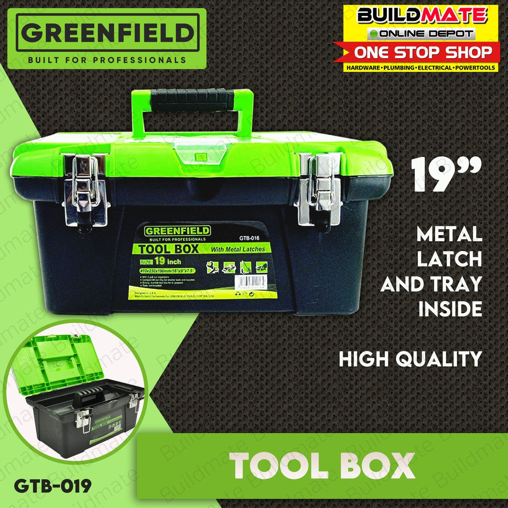 GREENFIELD Tool Box Organizer 19" with Metal Latch and Tray Inside •BU ...