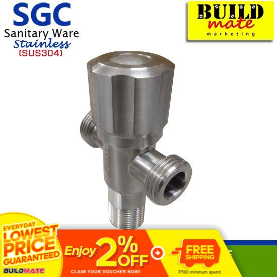 S.G.C. 3-Way Angle Valve 1/2" x 1/2" S.G.C.-SUS304-8010 — Buildmate