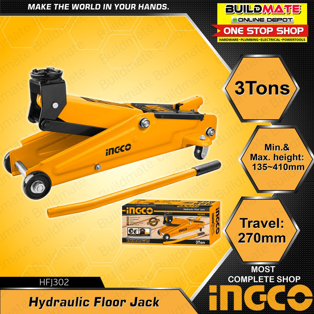 INGCO 3 TONS Hydraulic Floor Jack HFJ302 +FREE PUTTY TROWEL •BUILDMATE ...