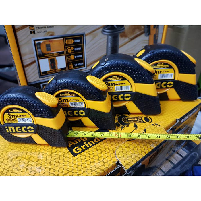 INGCO Steel Tape Measure Metric and Inch Self Lock Function with Rubbe ...