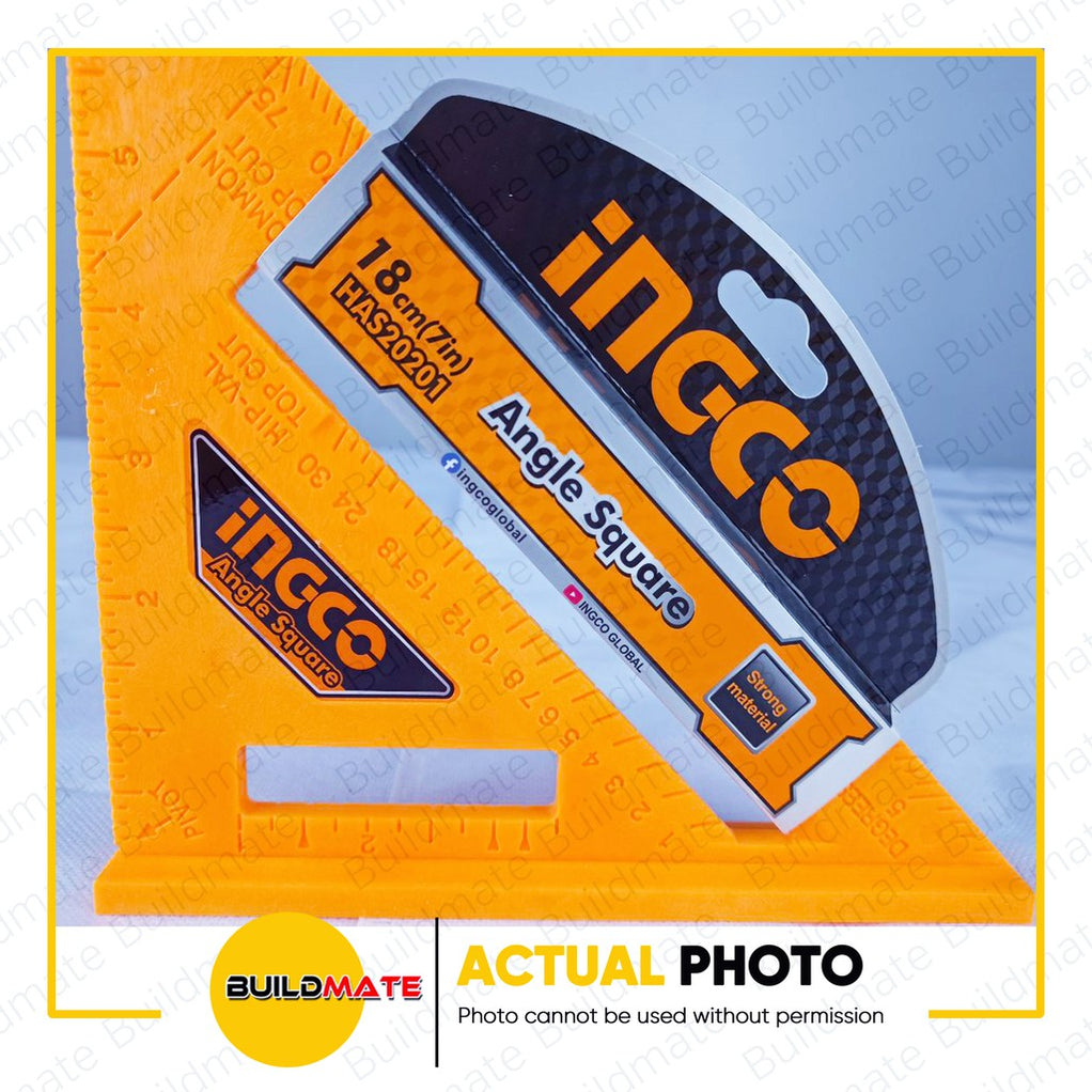 BUILDMATE Ingco Angle Square 7" Inch Triangular Ruler Speed Square Ang ...