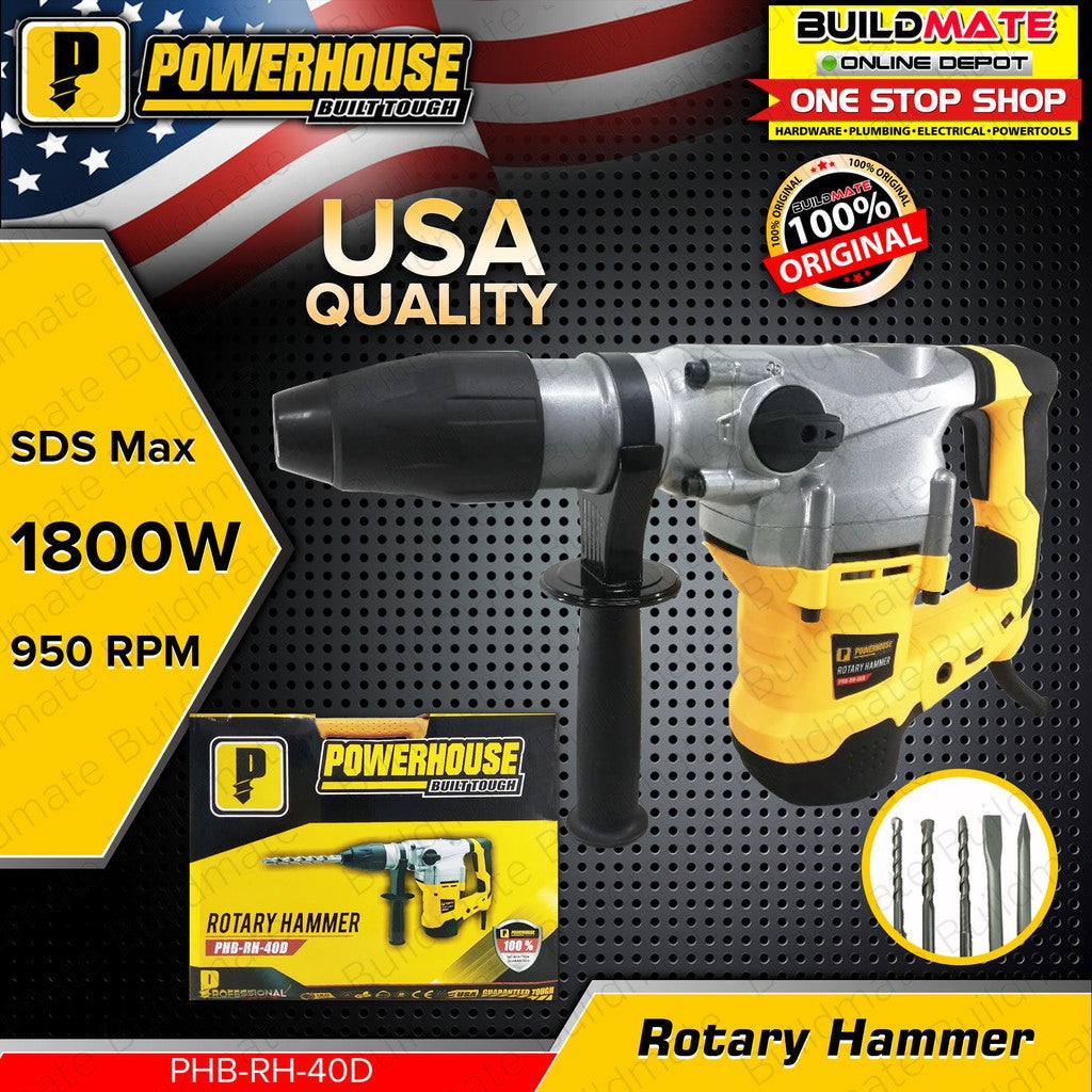 BUILDMATE Powerhouse Rotary Hammer SDS MAX 1800W with case PHB-RH-40D ...