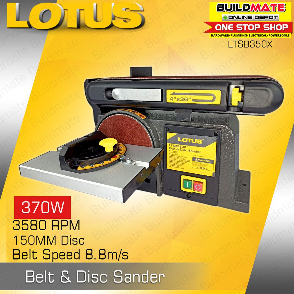 LOTUS Belt and Disc Sander 370W LTSB350X •BUILDMATE• LPT — Buildmate