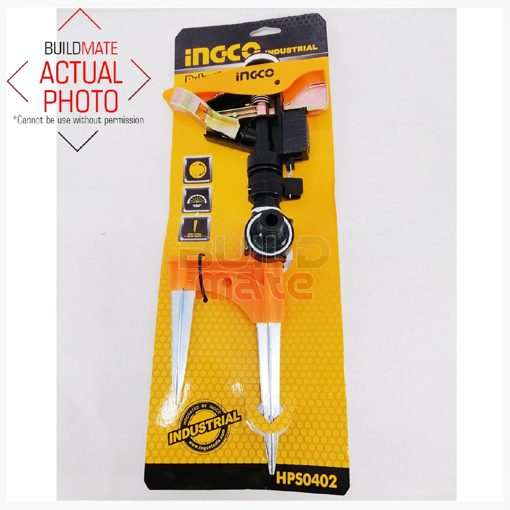 INGCO Pulsating Sprinkler 180° w/2-Way Metal Spike HPS0402 •BUILDMATE ...