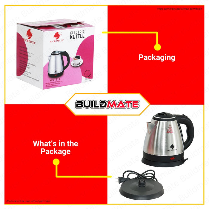 MICROMATIC Cordless Electric Stainless Kettle 1.2L 1100W MCK-1210 •BUI ...