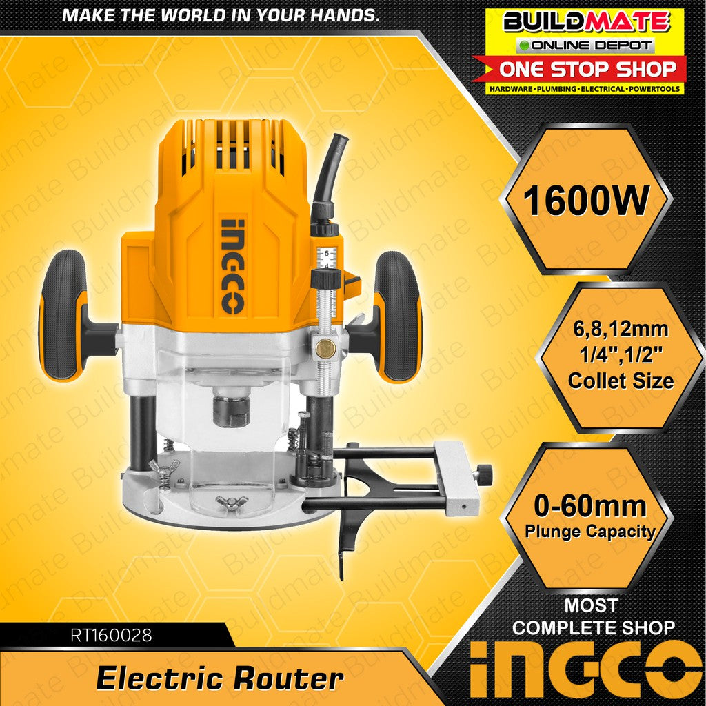 INGCO Electric Router 1600W RT160028 +FREE TAPEMEASURE & GLOVES •BUILD ...
