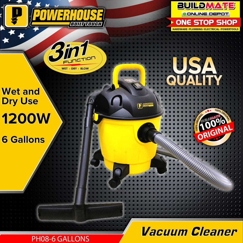 BUILDMATE Powerhouse Wet and Dry Vacuum Cleaner and Blower 6 Gallons ...