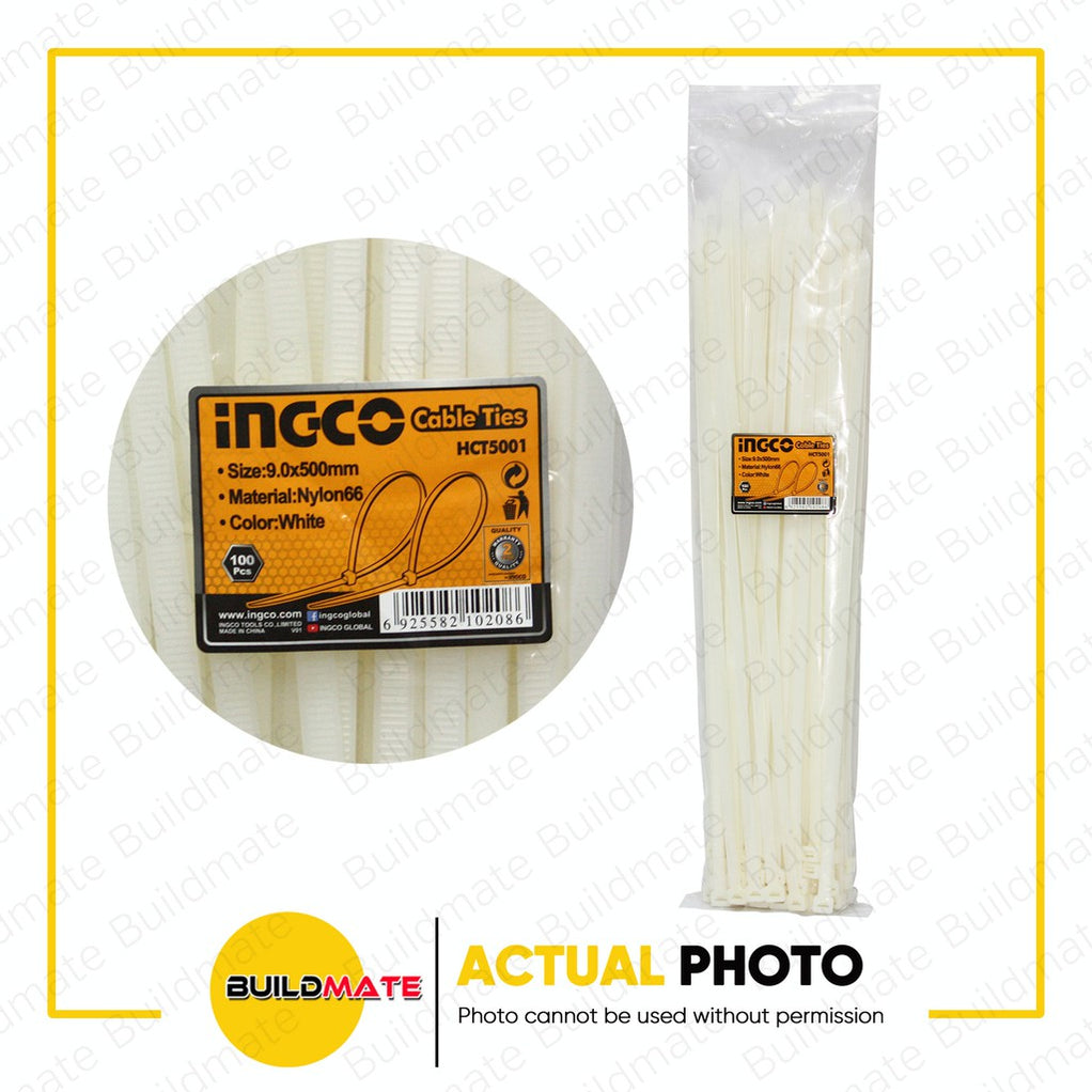 INGCO Heavy Duty 20" Cable Tie White 500mm 9mm 100PCS /Bag HCT5001 •BU ...